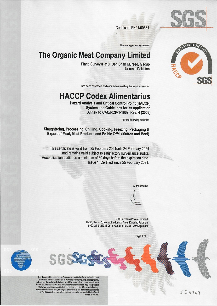 Certifications and Licenses - The Organic Meat Company Limited